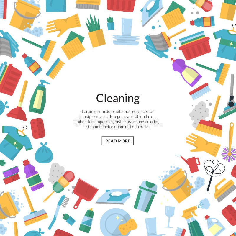 Vector Cleaning Flat Icons Background with Place for Text Illustration ...