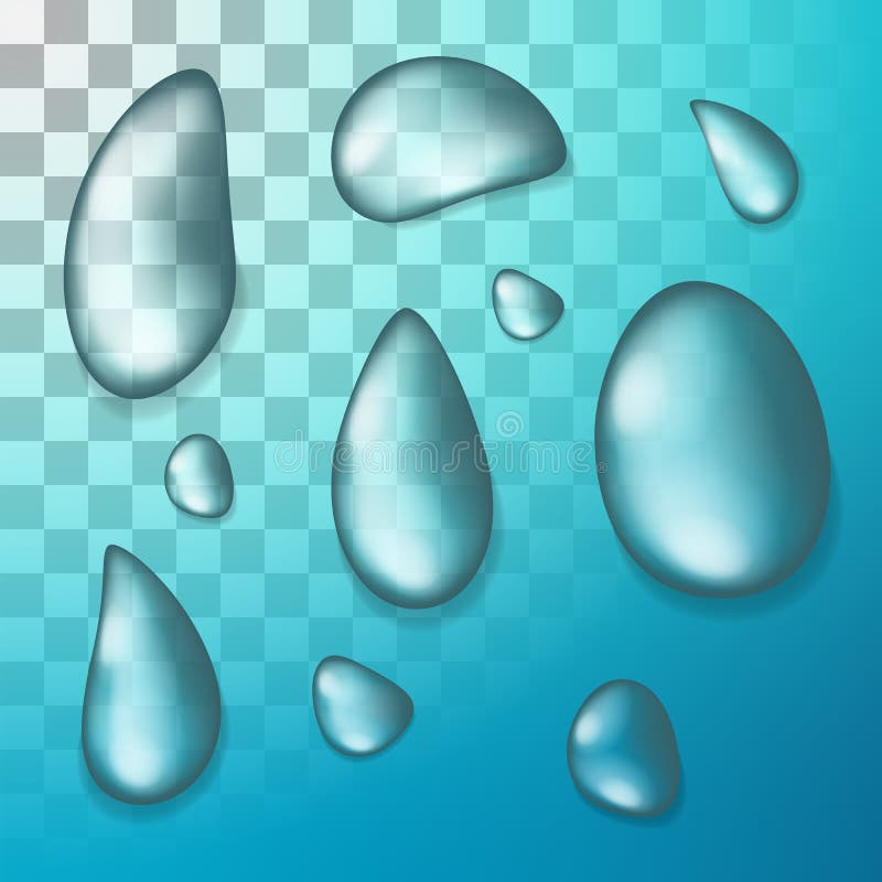 Vector Clear Water Drops Realistic Set. Drop Isolated on a Transparent ...