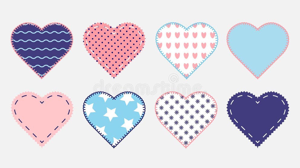 Vector Clip Art of Colorful Textile Hearts with Patterns Stock Vector ...
