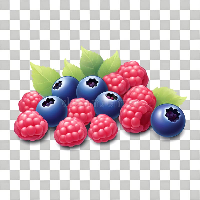 Assorted Berries Vector Clipart with Blueberries, Raspberries, and ...