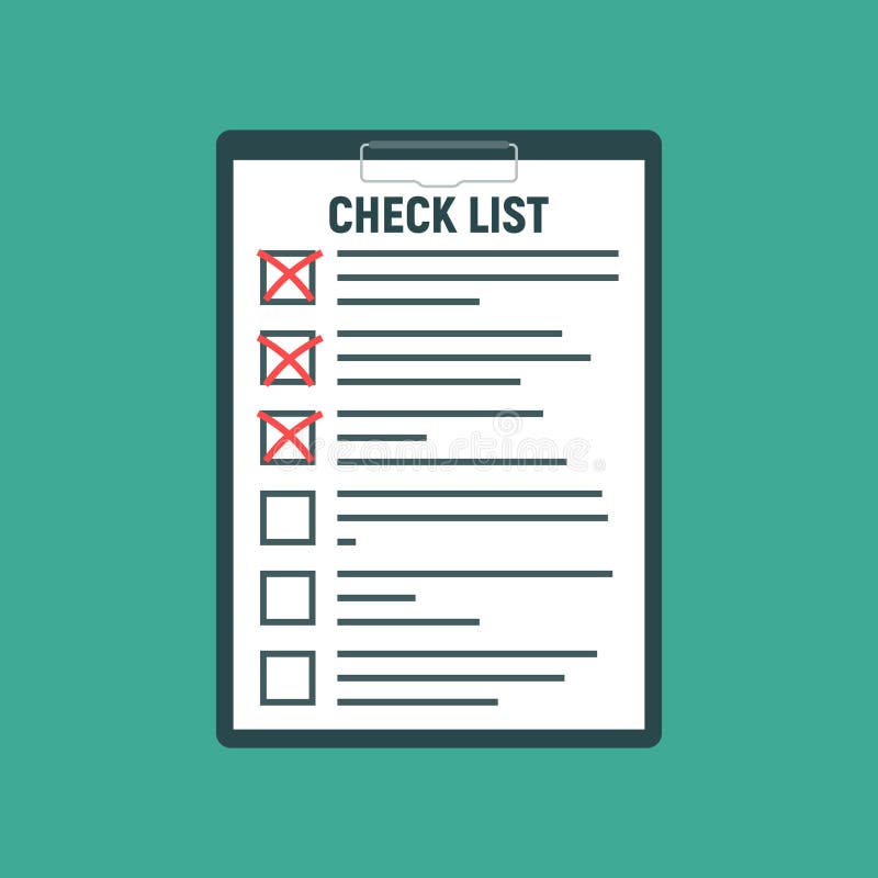 Vector Clipboard with Green Tick and Red Crosses. Flat Design Clip ...