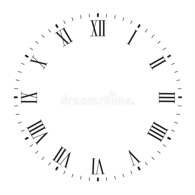 Clock Face Roman Numerals Stock Illustrations – 2,848 Clock Face Roman ...