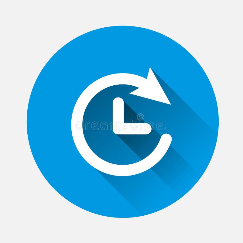 Vector Clock Icon on Blue Background. Flat Image Clock with Long Stock ...