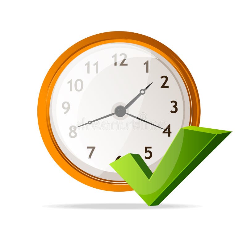 Vector Clock Icon and Check Mark Stock Vector - Illustration of ...
