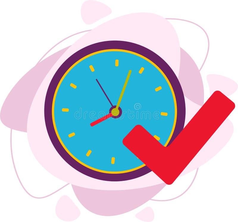 Vector Clock Icon Isolated with a Tick. Stock Vector - Illustration of ...
