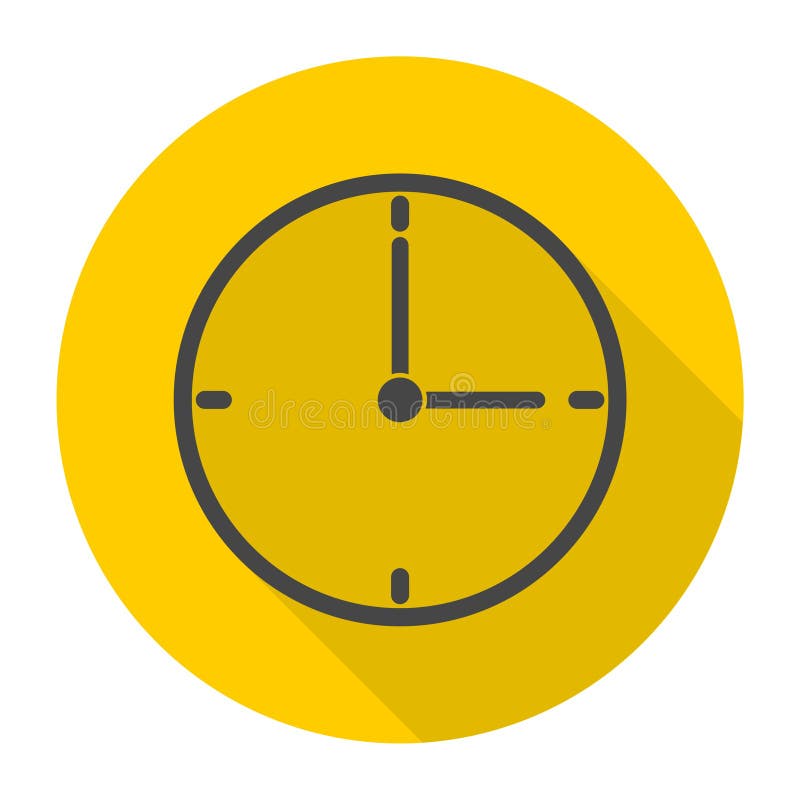Vector Clock Icon with Long Shadow Stock Vector - Illustration of ...