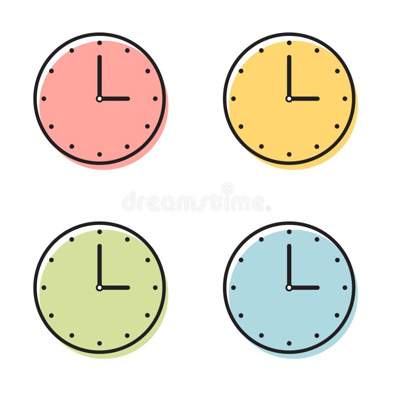 Vector Clock Icon Set Multiple Color Stock Vector - Illustration of ...