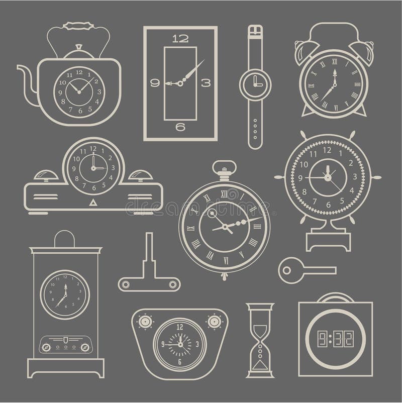 Vector clock icons set stock vector. Illustration of number - 30329136