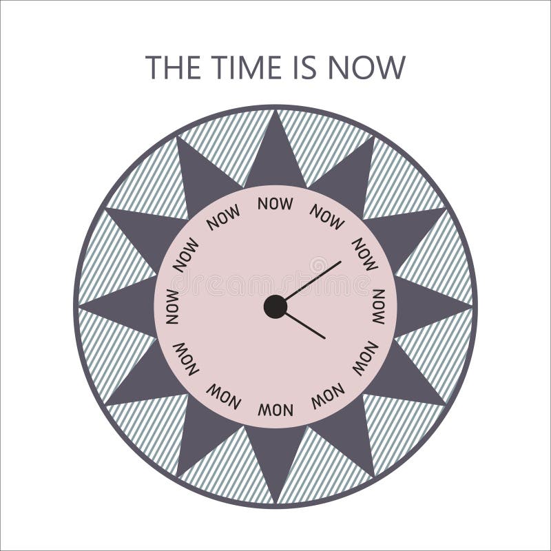 Vector Clock with Inscription the Time is Now Stock Vector ...