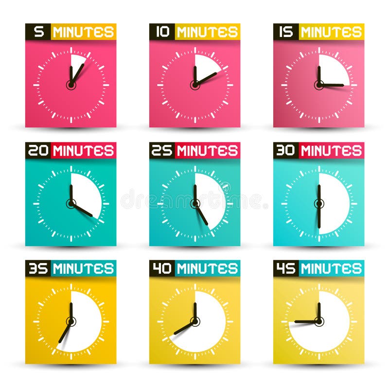 Vector Clock Set. Analog Time Symbols Stock Vector - Illustration of ...