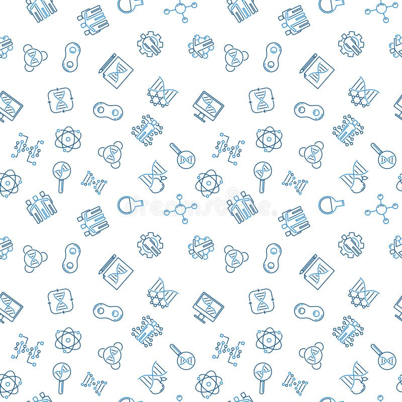 Vector Cloning Blue Seamless Pattern in Outline Style Stock Vector - Illustration of lineart ...