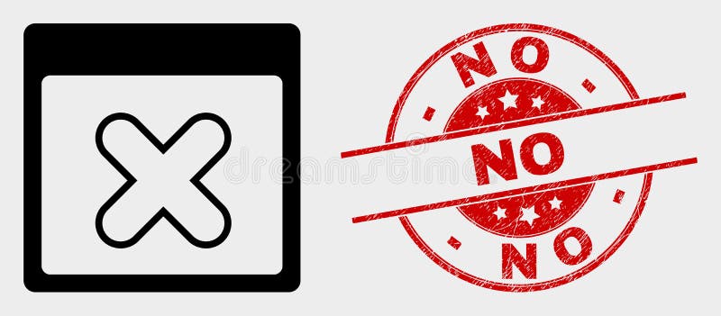 Vector Close Application Window Icon and Scratched No Stamp Seal Stock ...