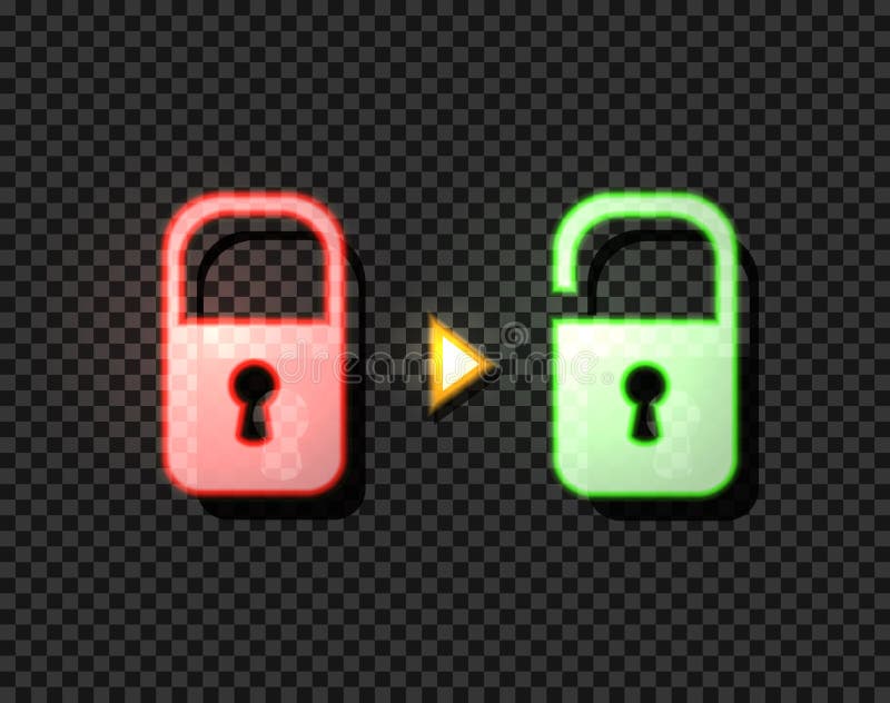 Vector Close Lock Turns into Open, Unlocking Concept, Bright Red and ...