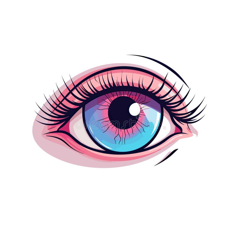 Vector of a Close-up of a Vibrant Eye with Stunning Blue and Pink ...