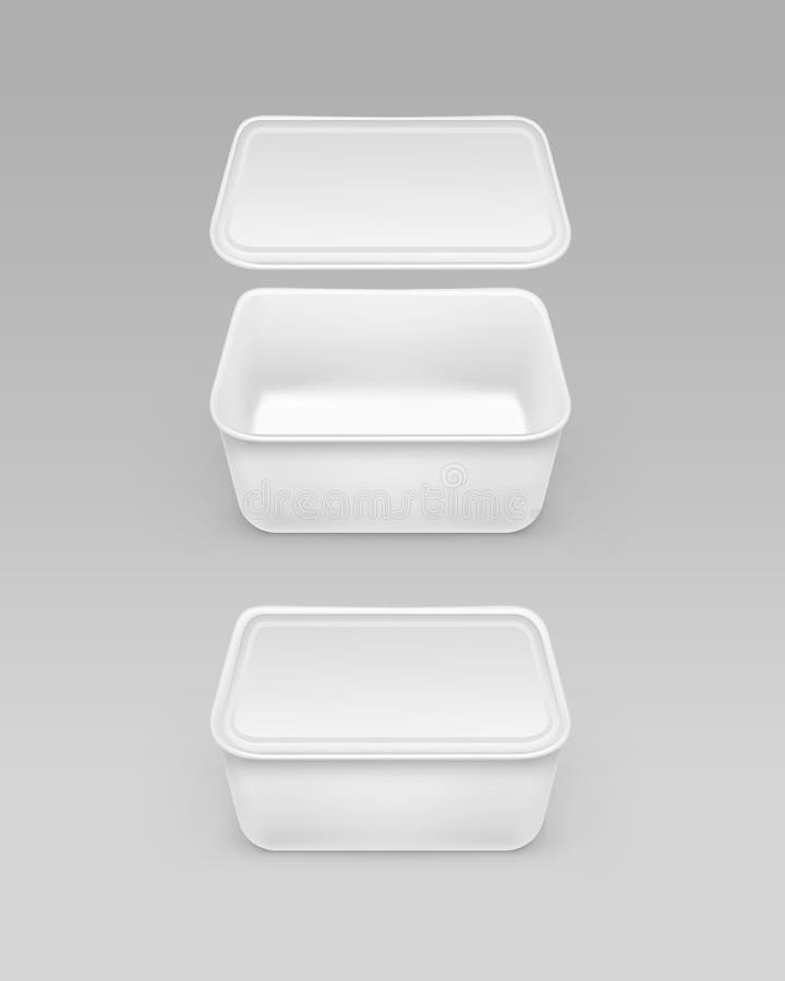 Vector Closed Opened White Food Box Container for Mayonnaise, Cheese ...