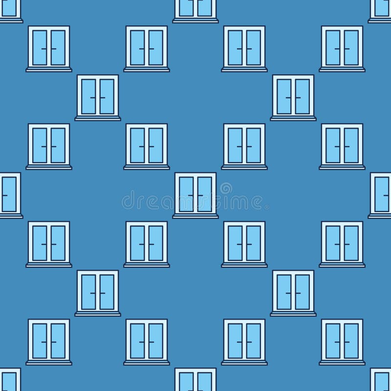 Vector Closed Window Minimal Blue Seamless Pattern Stock Illustration ...