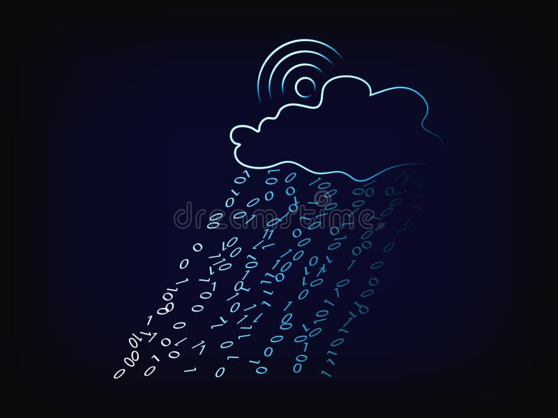 Cloud with Binary Code Rain and Security Lock & Chain Stock Image - Image of encryption, rain ...