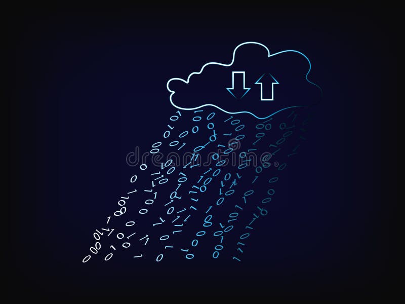 Cloud with Binary Code Rain and Security Lock & Chain Stock Image - Image of encryption, rain ...