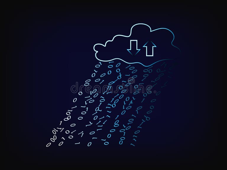 Vector Cloud with Binary Rain & Arrows Stock Vector - Illustration of ...
