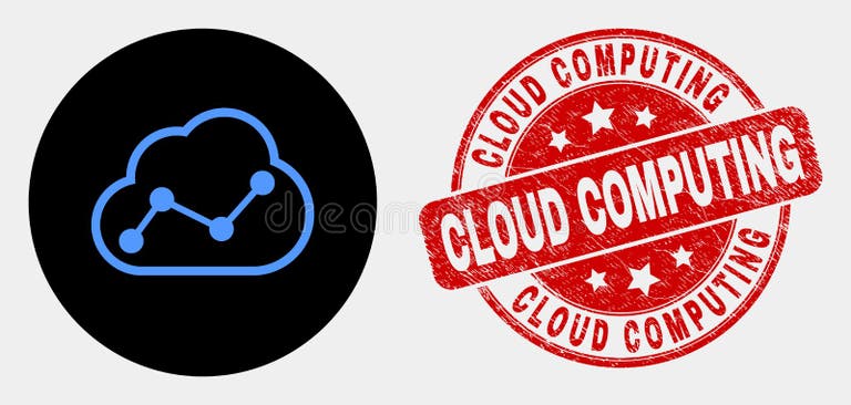 Vector Cloud Chart Icon and Scratched Cloud Computing Watermark Stock ...