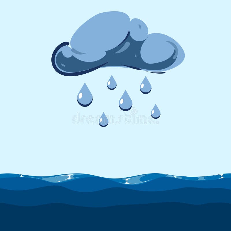 Vector Cloud with Falling Rain Sea Stock Vector - Illustration of earth ...
