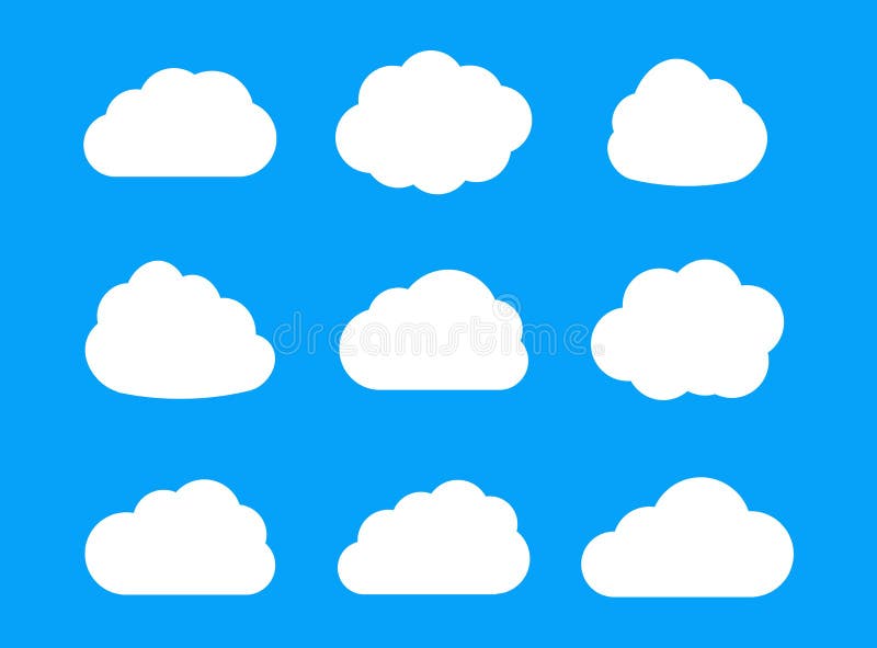 Vector Cloud Icons Isolated on Blue Background. Stock Vector ...