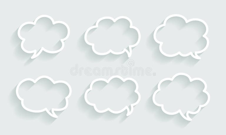 Vector Cloud Outline Bubble Message Collection. Cloud Outline Speech ...