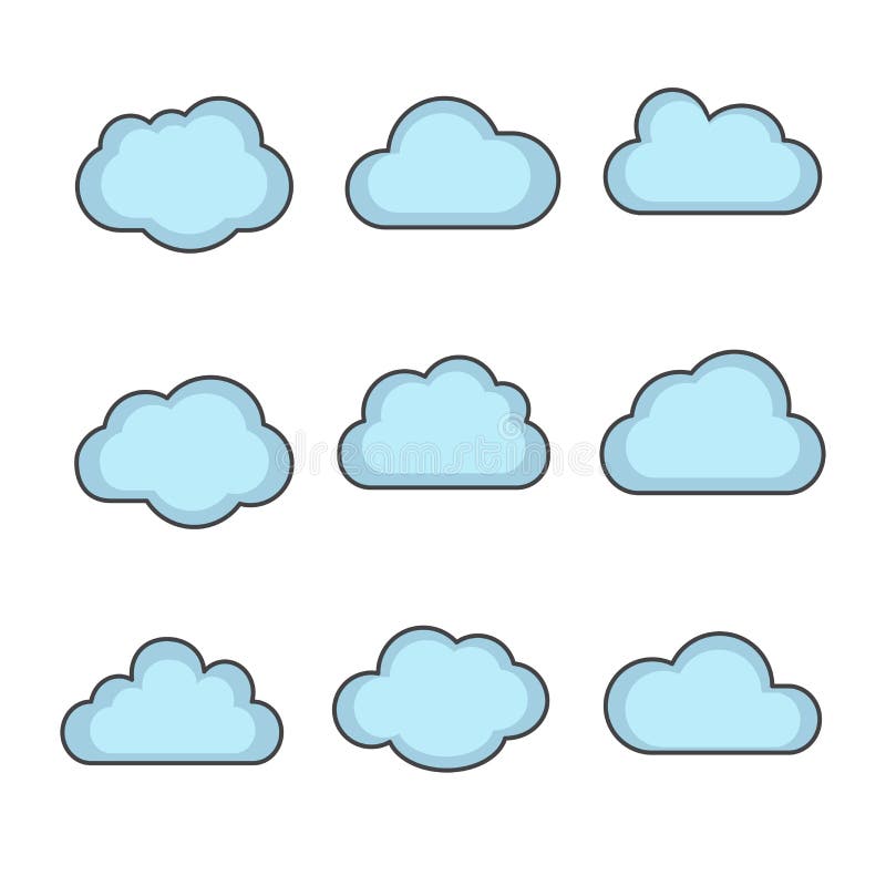 Cloud Technology Icons Set. Stock Vector - Illustration of database ...