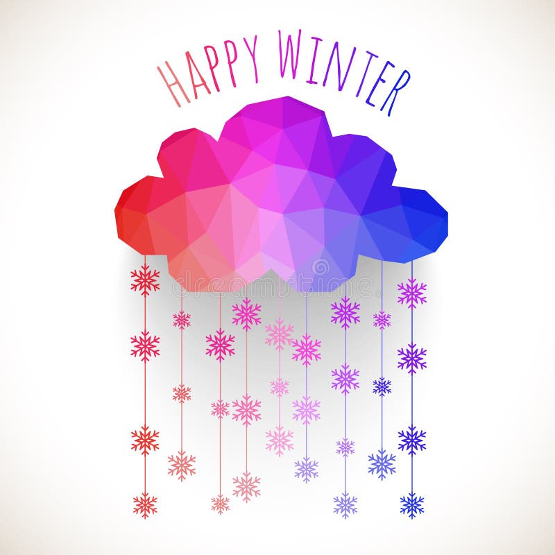 Vector Cloud with Snowfall, Winter Background Made of Triangles. Stock ...
