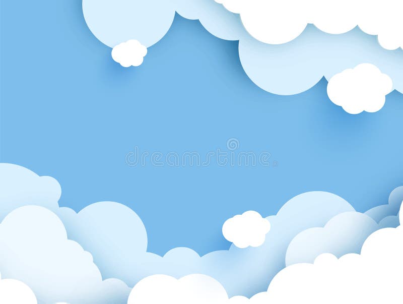 White Cloud on Blue Sky Paper Cut Design. Vector Paper Art Illustration ...