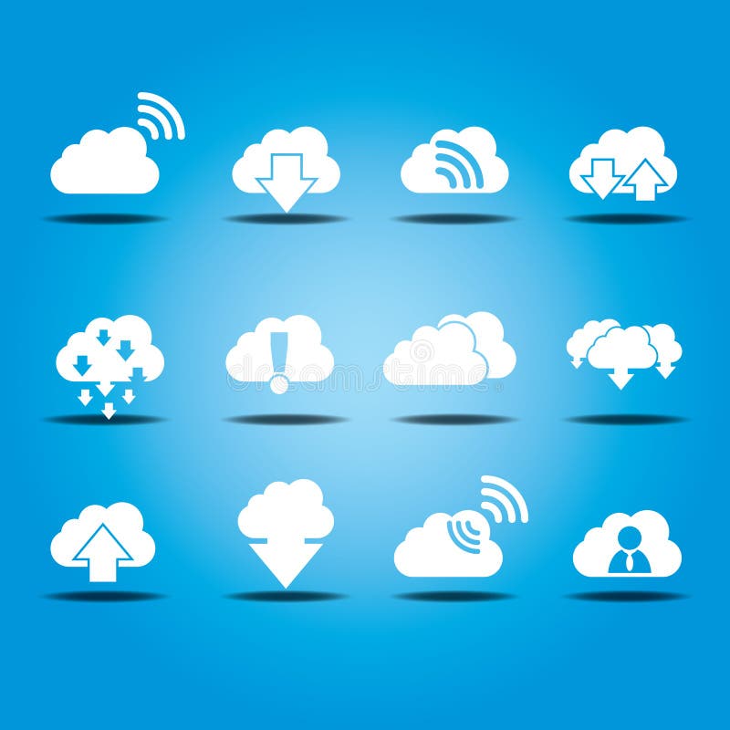 Vector Clouds Icons Set with Upload and Download Theme for Your Stock Vector - Illustration of ...