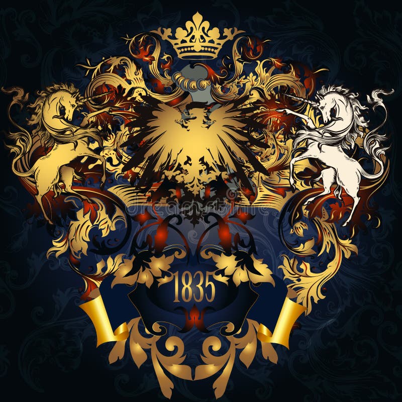 Vector Coat of Arms in Luxury Golden Style Stock Vector - Illustration ...