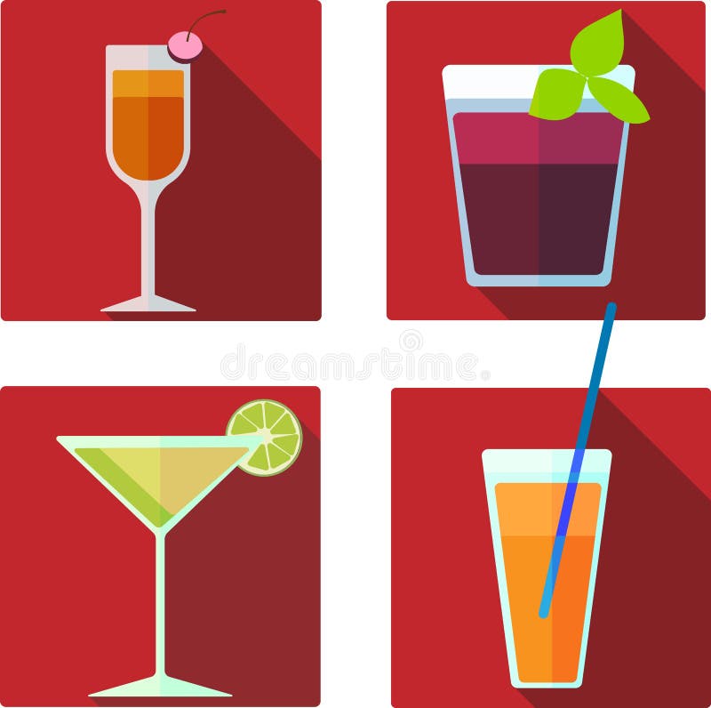 Vector Cocktail Illustrations Set Stock Vector - Illustration of icon ...