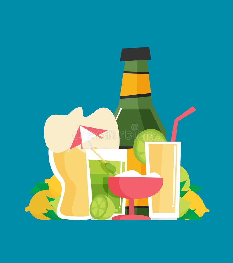 Vector cocktails stock vector. Illustration of margarita - 7196965