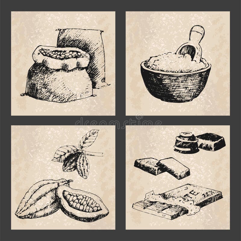 Vector Cocoa Products Hand Drawn Sketch Doodle Food Chocolate Sweet ... Vector Cocoa Products Hand Drawn Sketch Doodle Food Chocolate Sweet ...