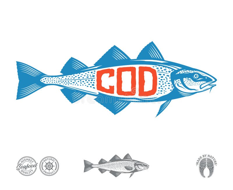 Vector cod fish label stock vector. Illustration of ocean - 213271365