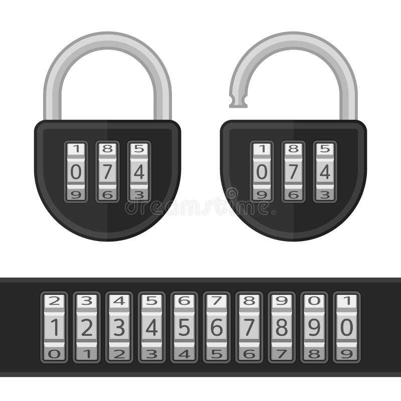Combination lock set. stock vector. Illustration of concept - 85504441