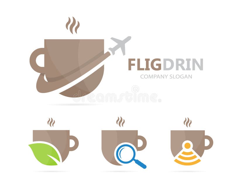 Vector of Coffee and Airplane Logo Combination. Drink and Travel Symbol ...