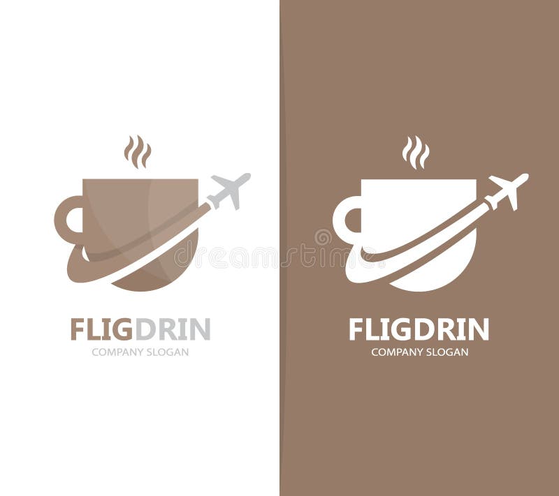 Vector of Coffee and Airplane Logo Combination. Drink and Travel Symbol ...