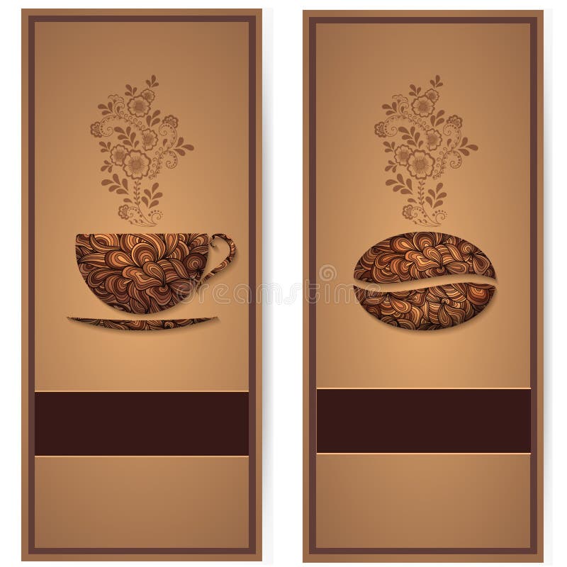 Vector Coffee Background with Floral Pattern Elements. Template for ...