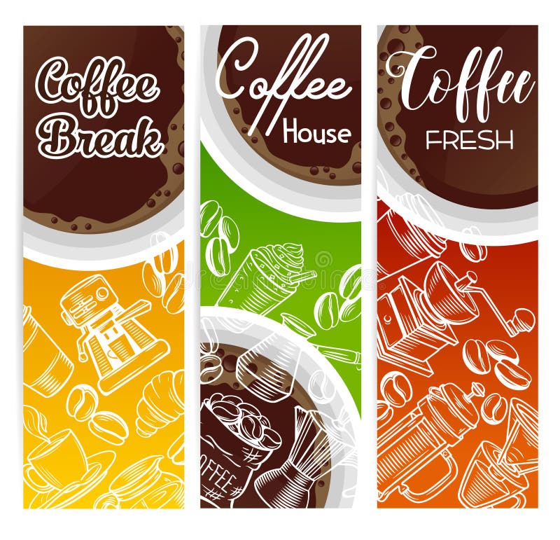 Coffee banners stock vector. Illustration of cappuccino - 110976483