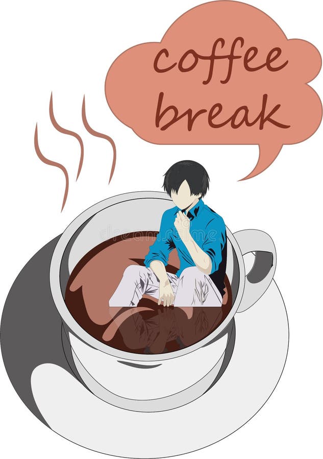 Vector - Coffee Break - a Man Sitting in a Coffee Mug Stock Vector ...