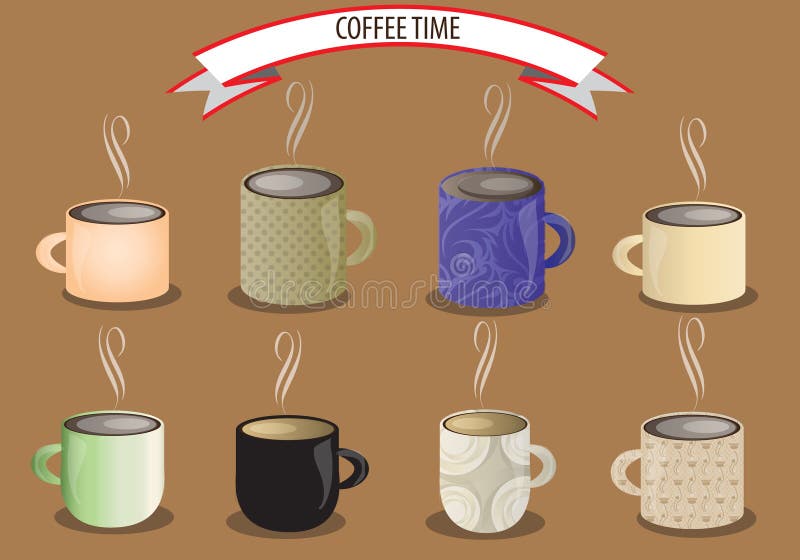 Vector coffee cup set stock illustration. Illustration of espresso ...
