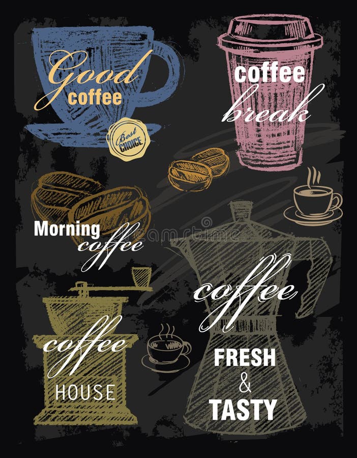 Set of Coffee Menu in Vintage Style with Chalkboard Stock Vector ...