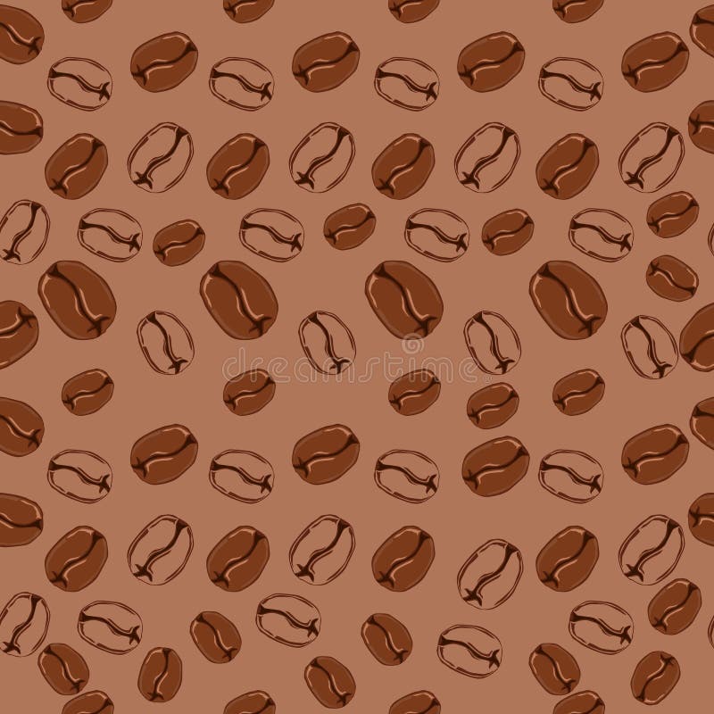 Vector Coffee Seamless Pattern with Brown Random Beans Stock Vector ...