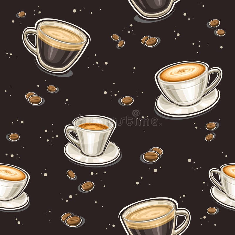 Vector Coffee Seamless Pattern Stock Vector - Illustration of froth ...