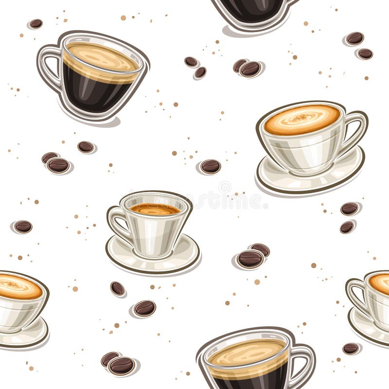 Vector Coffee Seamless Pattern Stock Vector - Illustration of crema ...
