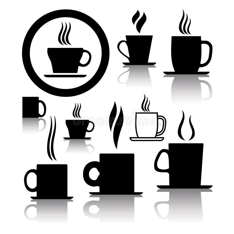 Vector Coffee and Tea Cup Icons and Symbols Stock Vector - Illustration ...