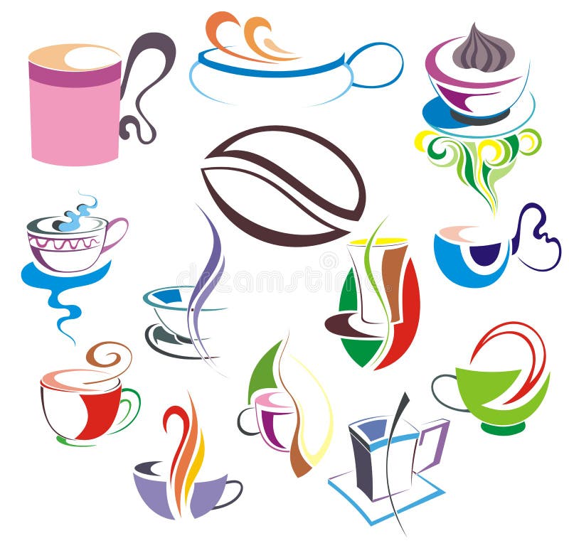 Vector coffee,tea cup set stock vector. Illustration of butterfly ...