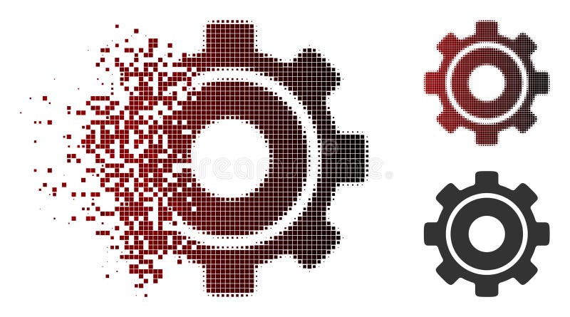 Disintegrating Pixel Halftone Cog Icon Stock Vector - Illustration of ...